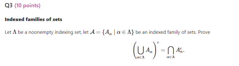 Solved Q3 (10 ﻿points)Indexed families of setsLet Λ ﻿be a | Chegg.com