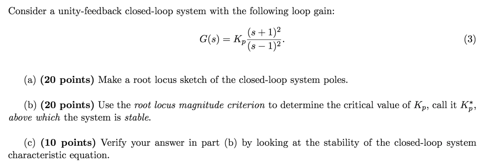 Solved Consider a unity-feedback closed-loop system with the | Chegg.com