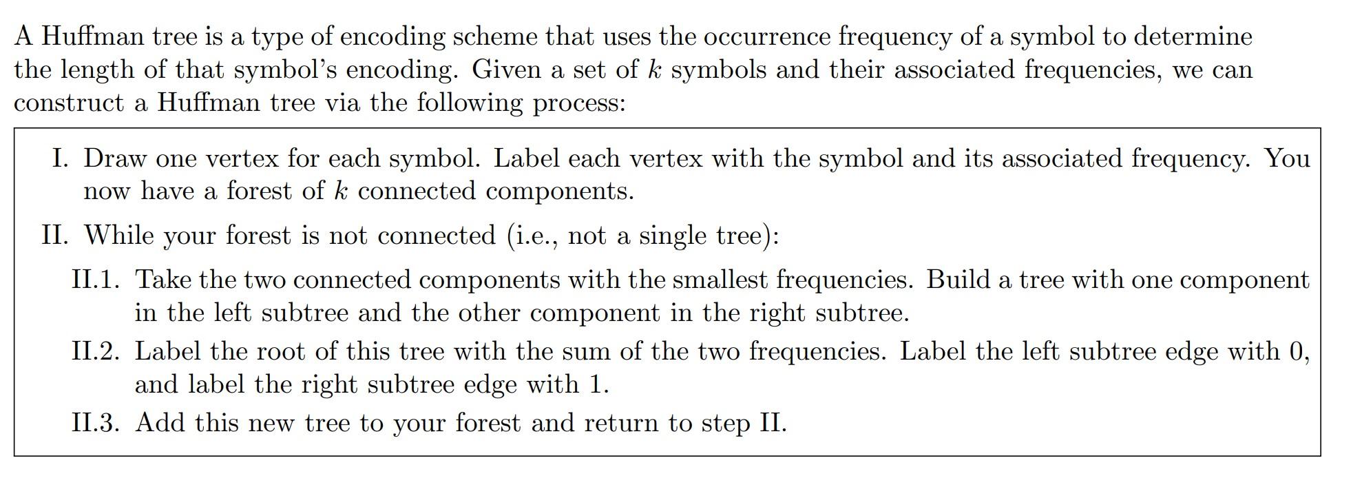 A Huffman tree is a type of encoding scheme that uses | Chegg.com