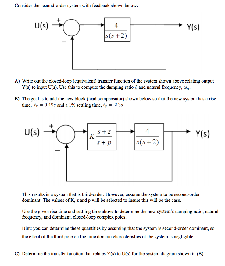 Solved Consider the second-order system with feedback shown | Chegg.com