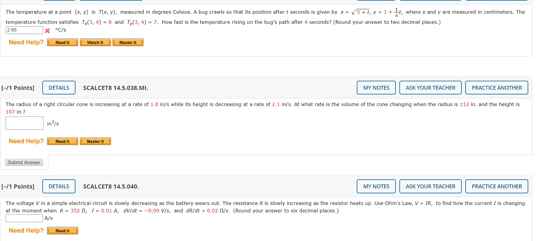 Solved The temperature at a point (x, y) is T(x, y), | Chegg.com