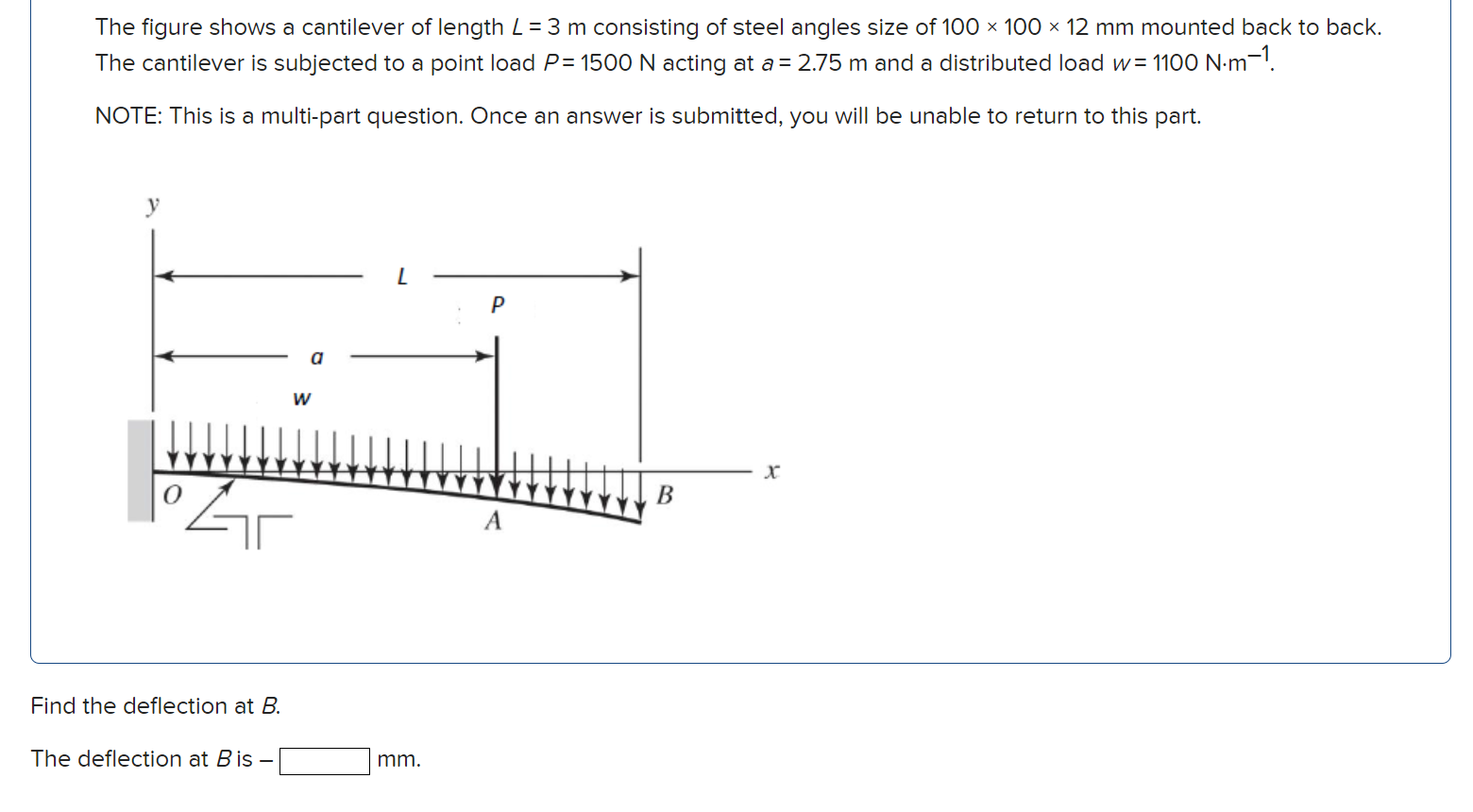 Solved The figure shows a cantilever of length L=3 m | Chegg.com