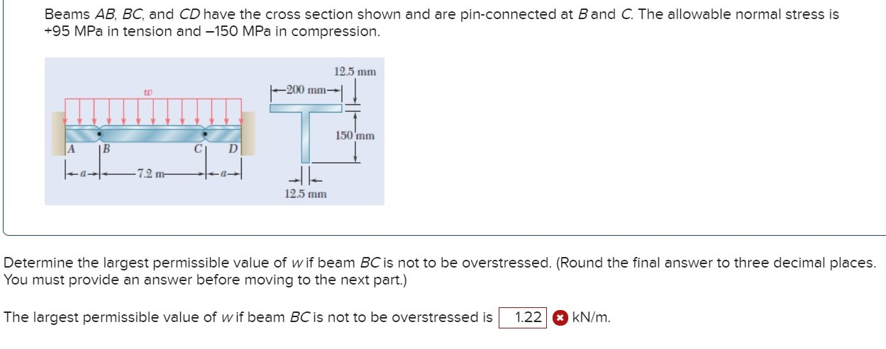 Solved Beams AB, BC, and CD have the cross section shown and | Chegg.com