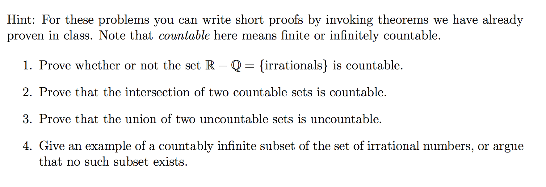 Solved Hint: For these problems you can write short proofs | Chegg.com