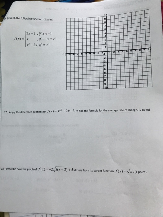 Solved Graph the following function. f(x) = {2x - 1, if x
