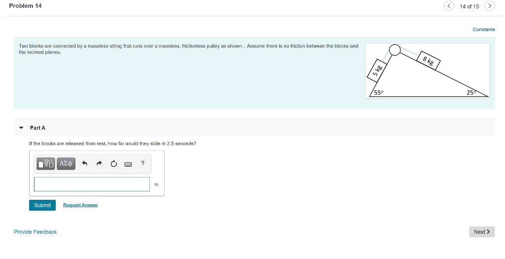 Solved Problem 14 14 of 15 > Constants Two blocks are | Chegg.com