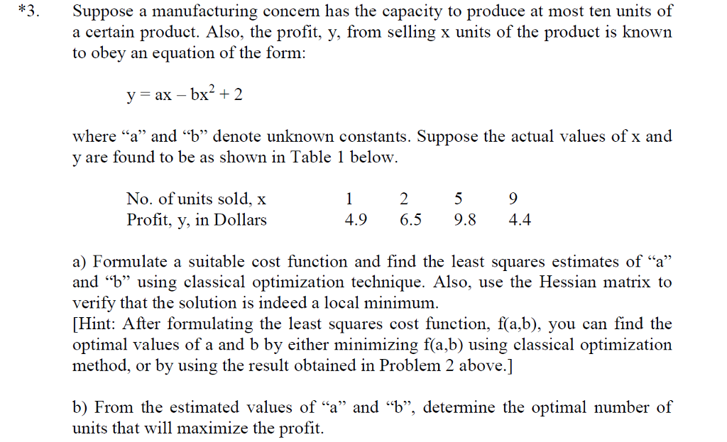 Solved *3.Suppose a manufacturing concen has the capacity to | Chegg.com