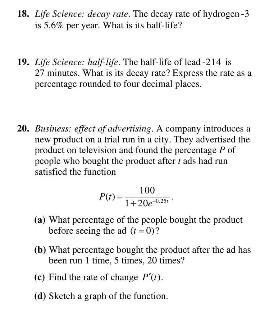 Solved 18. Life Science: decay rate. The decay rate of | Chegg.com