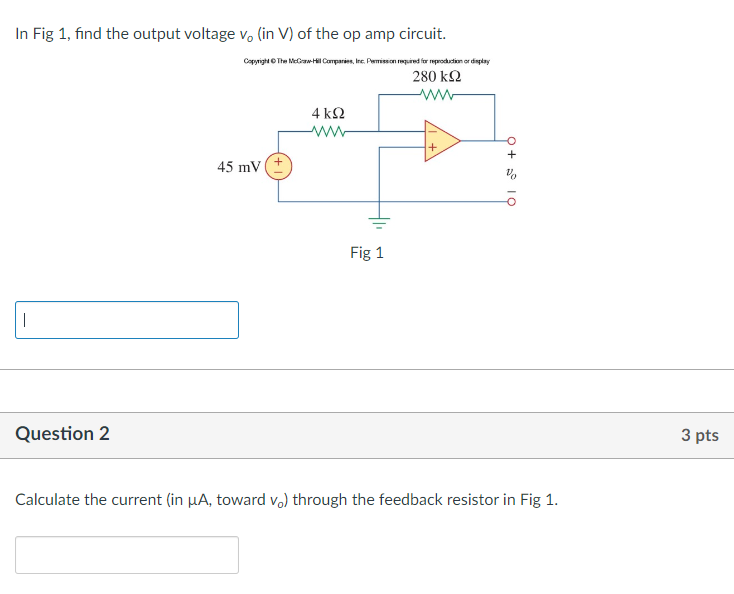 Solved In Fig 1, find the output voltage vo (in V) of the op | Chegg.com