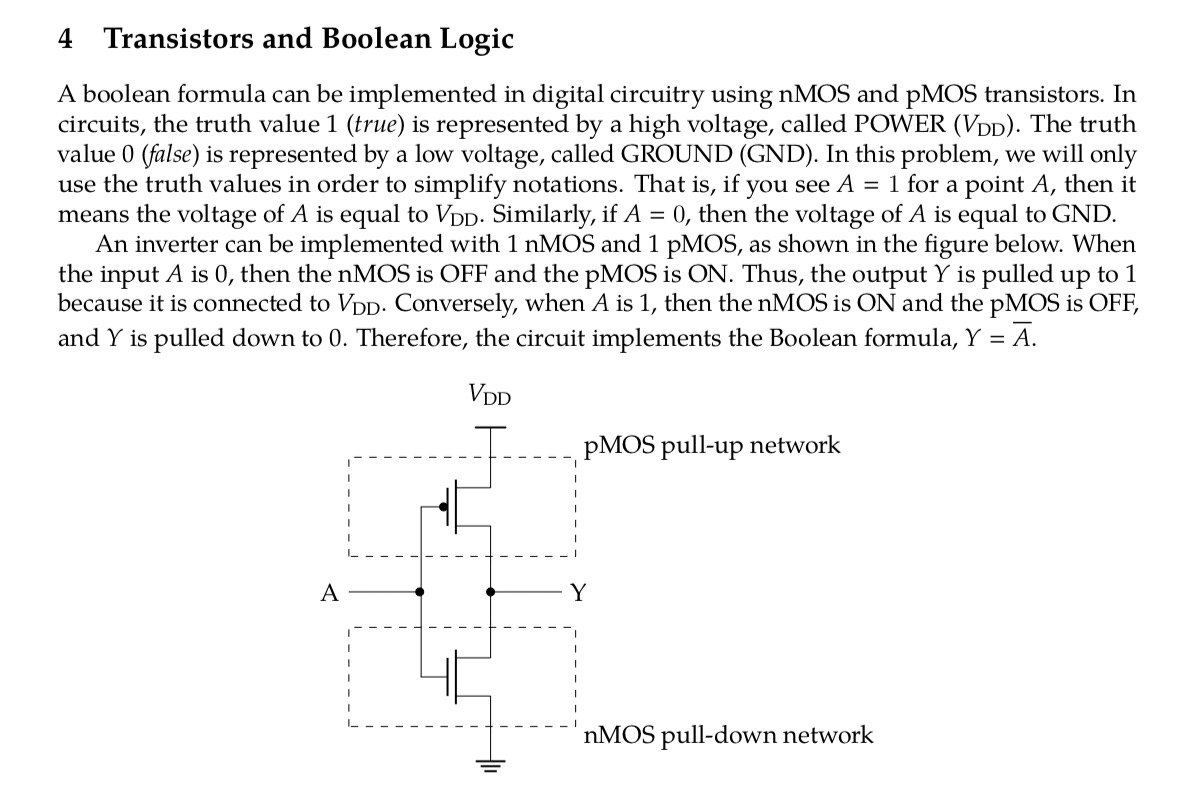 Solved 4 Transistors And Boolean Logic A Boolean Formula Can 9488