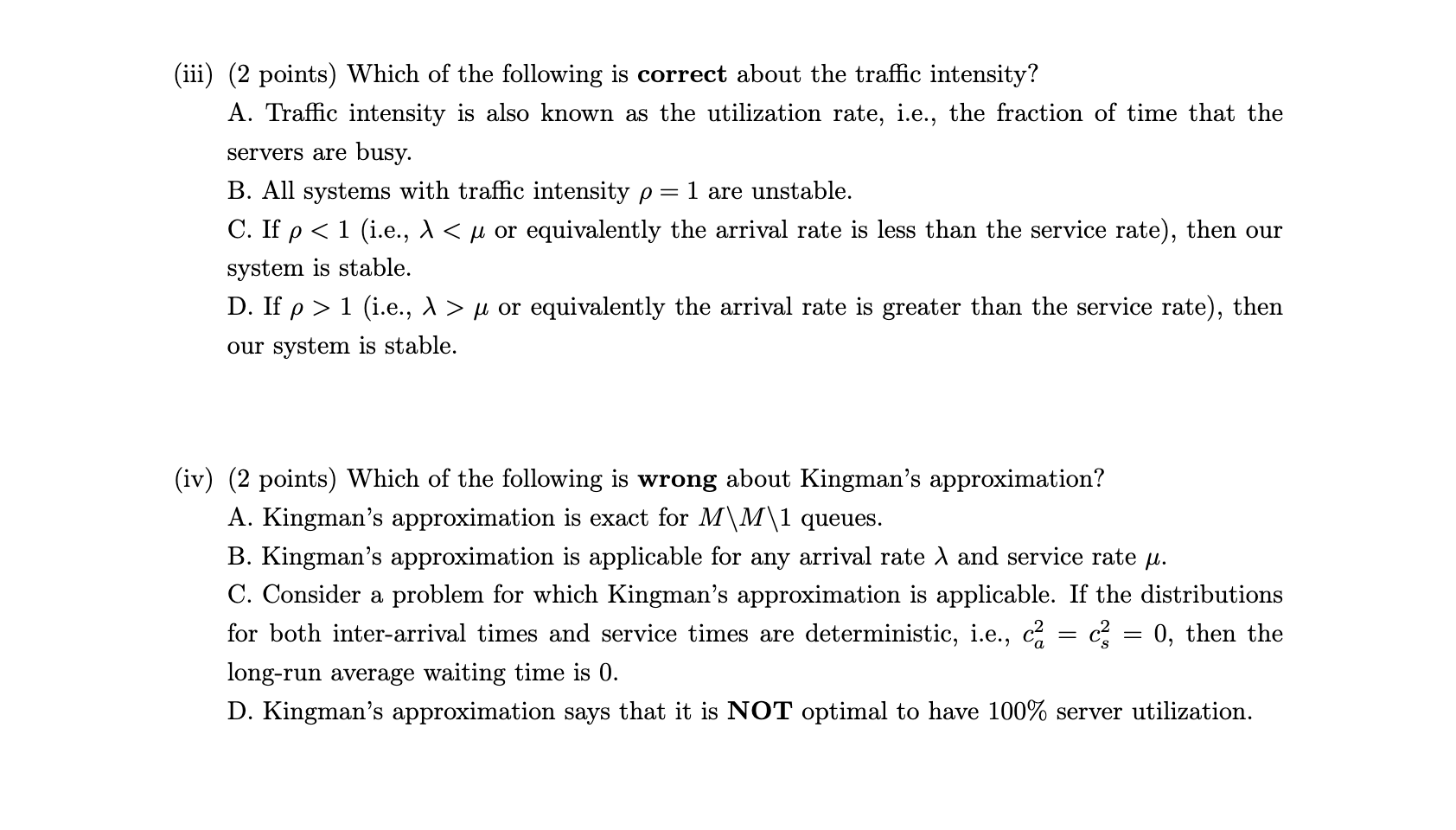 Solved (iii) (2 points) Which of the following is correct | Chegg.com