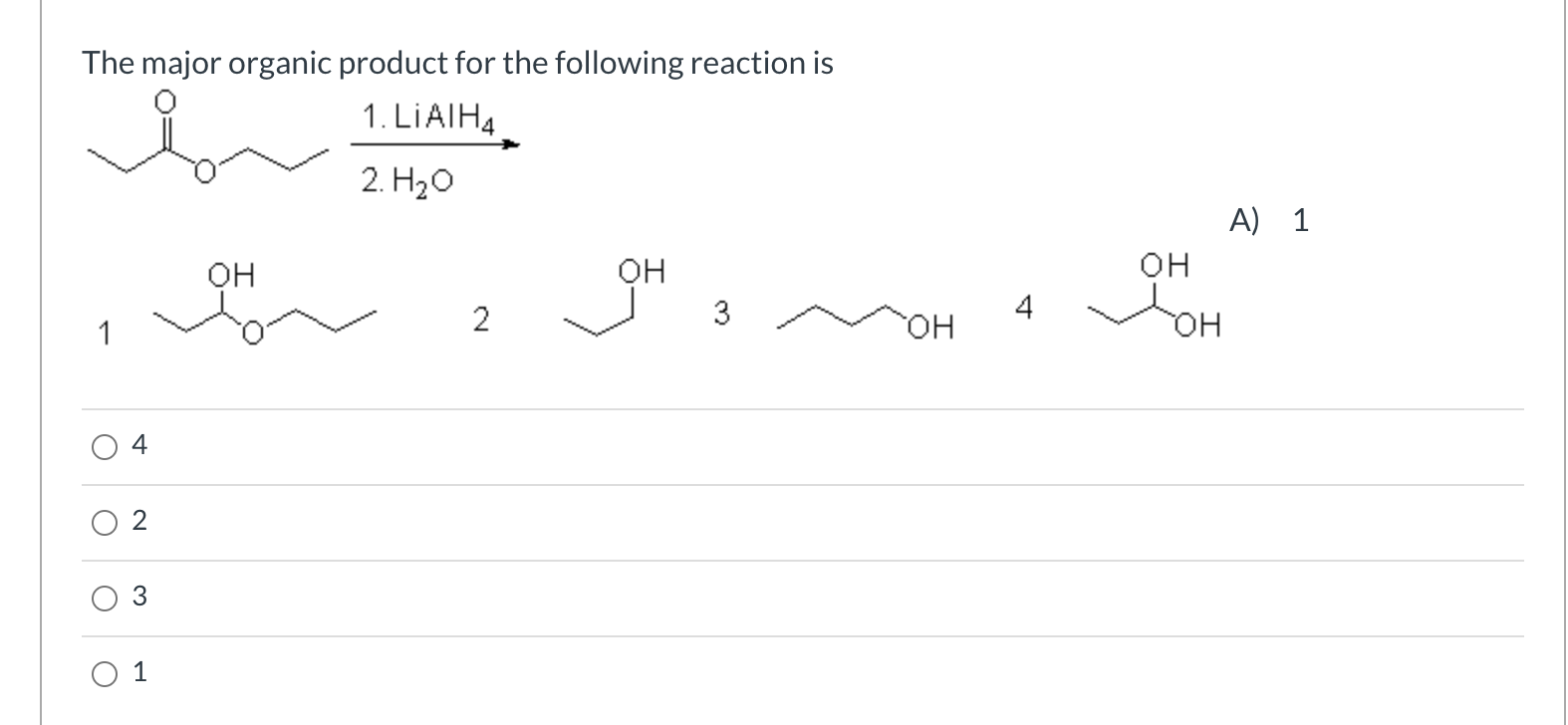 Solved The major organic product for the following reaction | Chegg.com