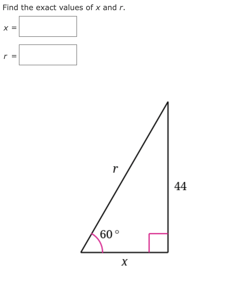 Solved Find the exact values of x and r. x= r= | Chegg.com