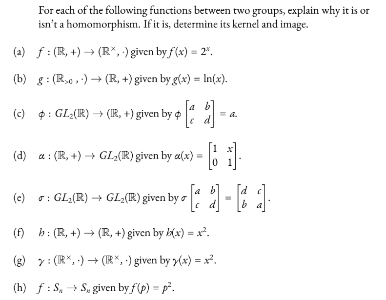 Solved For each of the following functions between two | Chegg.com