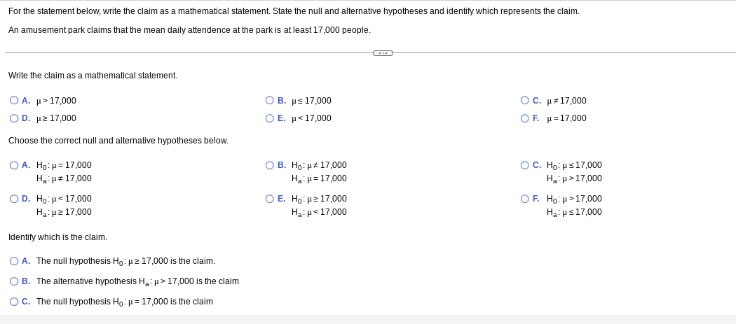 Solved For the statement below, write the claim as a | Chegg.com