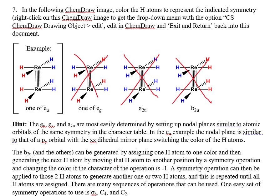 Solved In the following ChemDraw image, color the H atoms to | Chegg.com