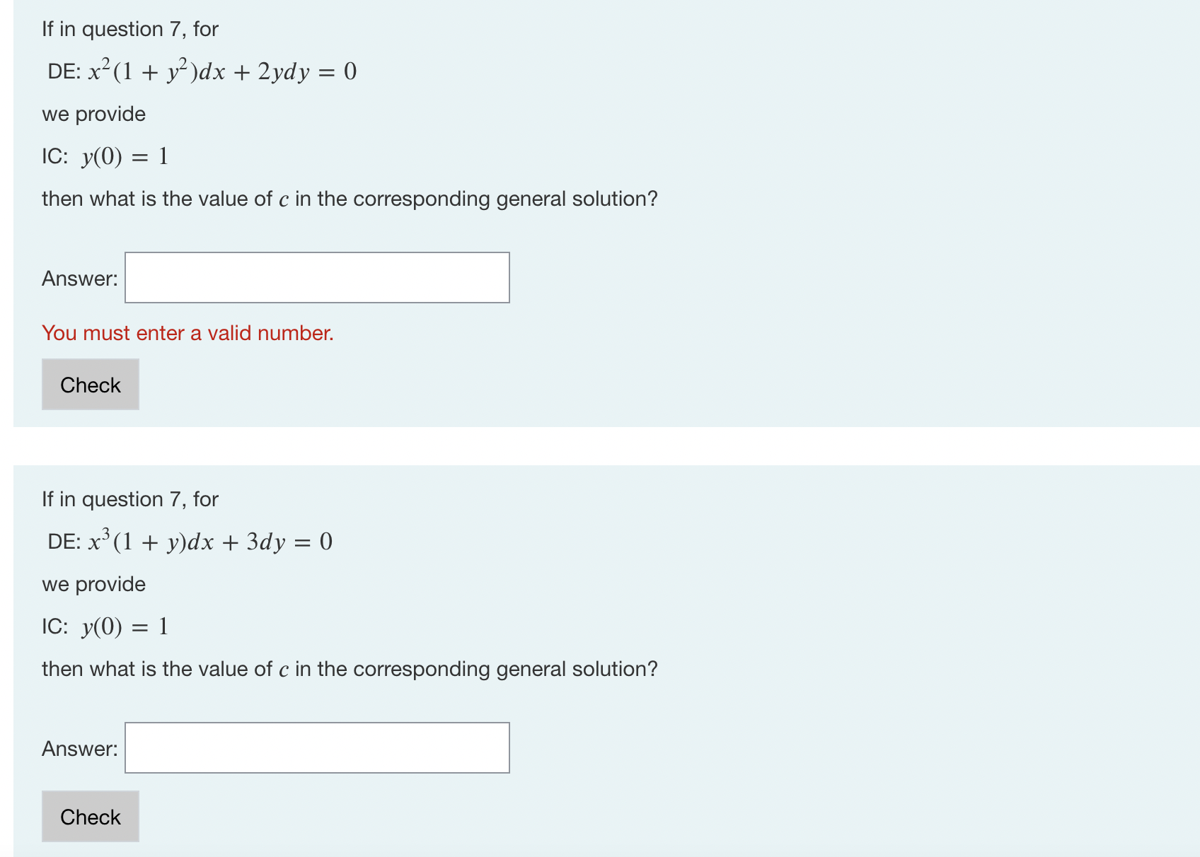 Solved If in ﻿question 7 , ﻿forDE:x2(1+y2)dx+2ydy=0we | Chegg.com