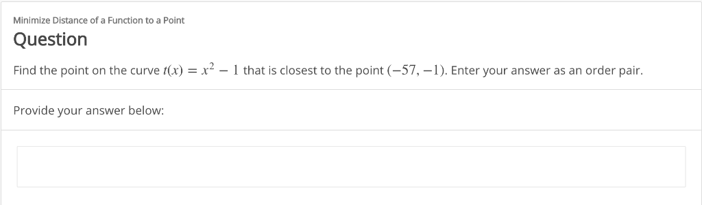 Solved Minimize Distance of a Function to a Point Question | Chegg.com