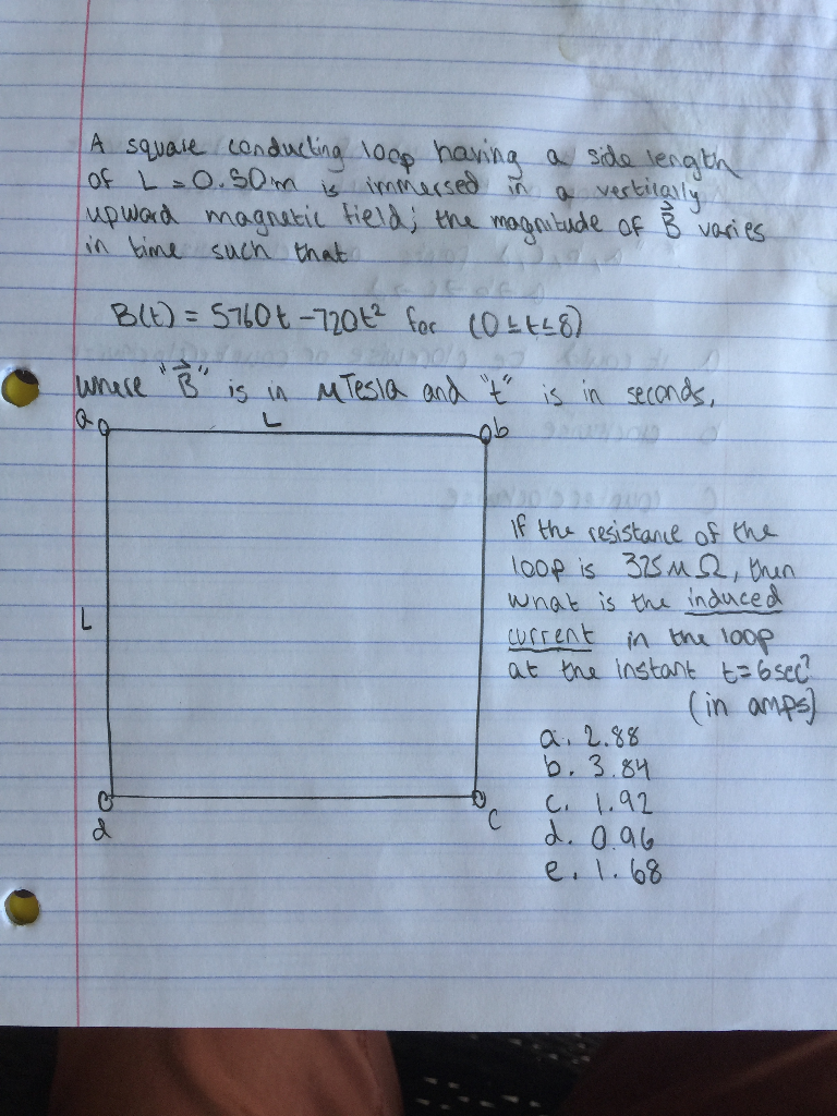 Solved A square conducting loop having a side length of L = | Chegg.com