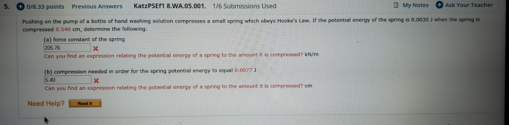 Solved 5. 0/8.33 points Previous Answers KatzPSEf1 | Chegg.com Solved 5. 0/8.33 points Previous Answers KatzPSEf1 | Chegg.com