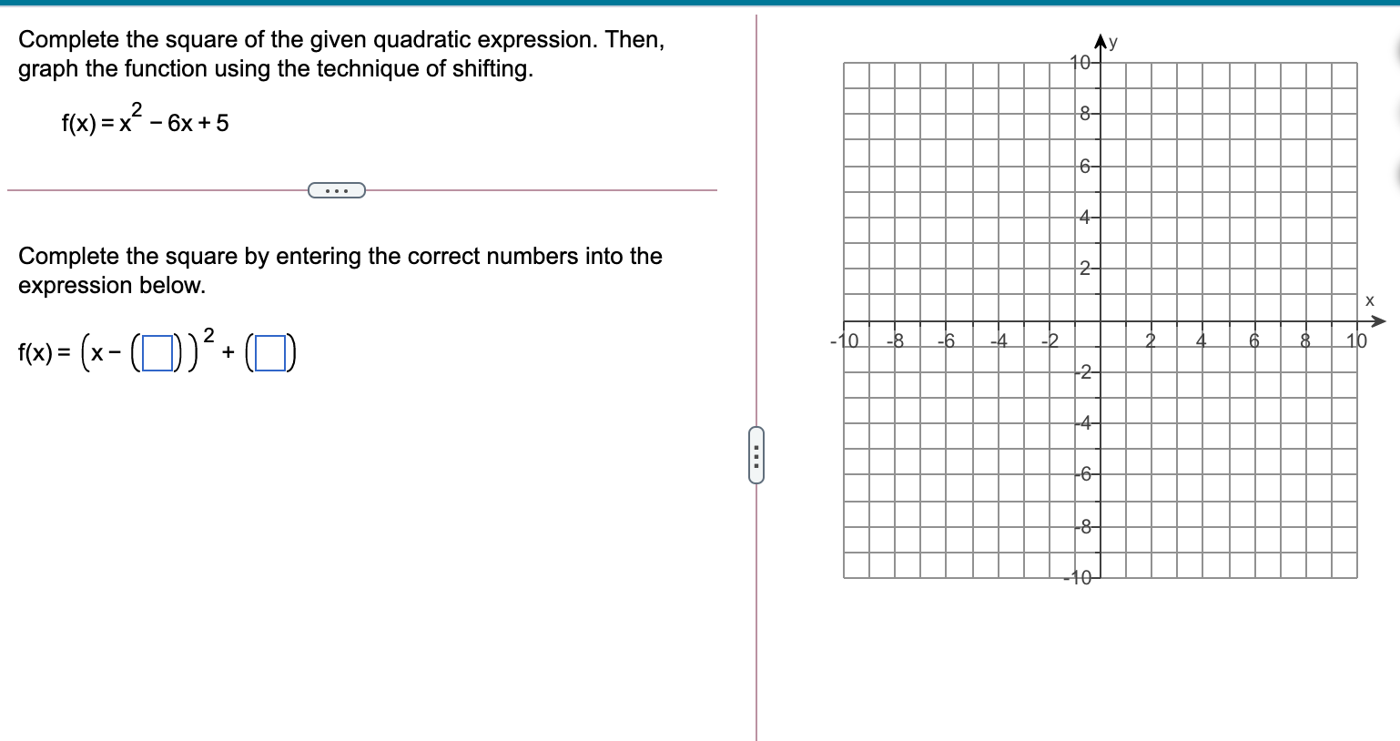 Solved у 10- Ay Complete the square of the given quadratic | Chegg.com
