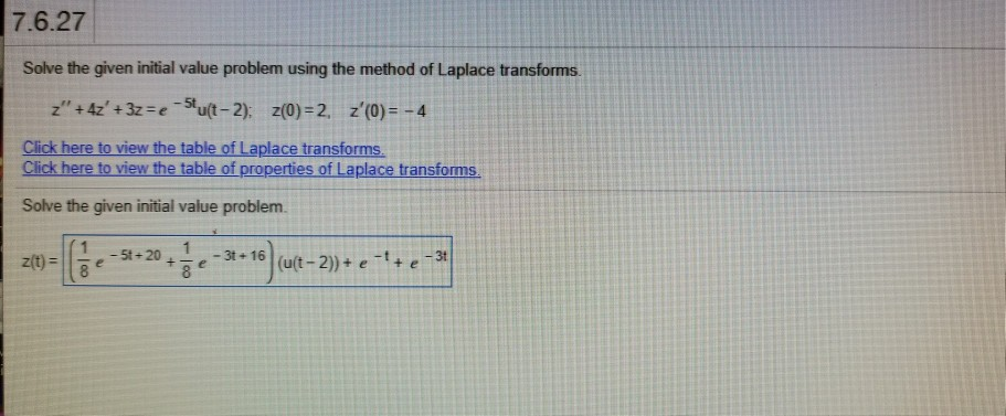 Solved 7.6.27 Solve the given initial value problem using | Chegg.com
