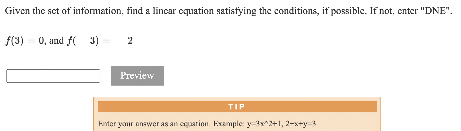 Solved Given the set of information, find a linear equation | Chegg.com
