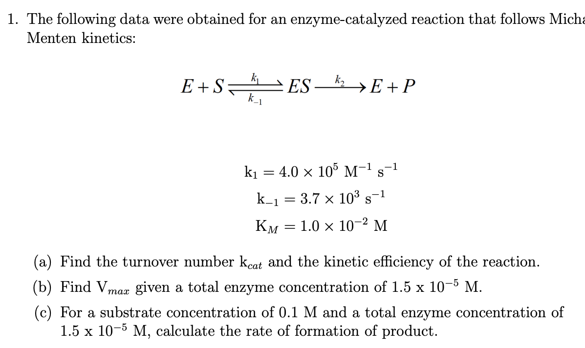 Solved 1. The following data were obtained for an | Chegg.com