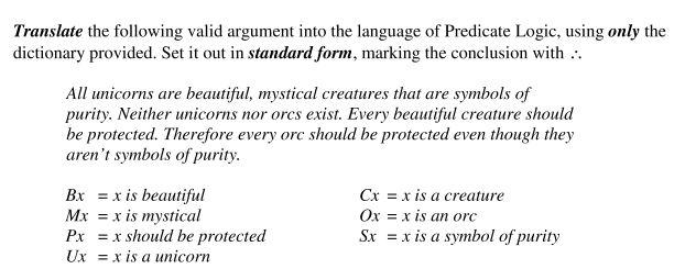 Solved Translate the following valid argument into the | Chegg.com