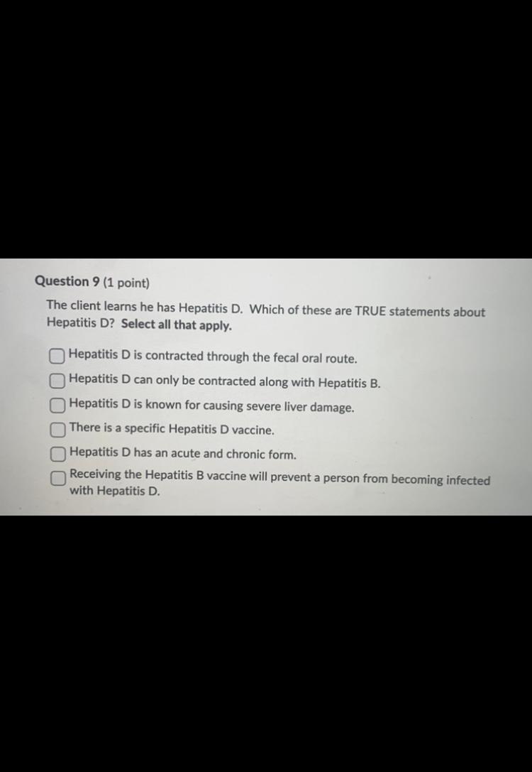 Solved Since hep D can be contracted or a superinfection | Chegg.com