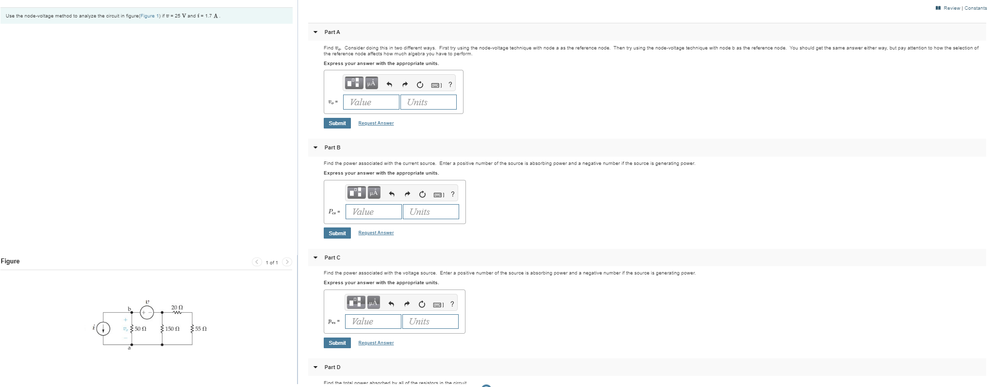 Solved Review Constants Use the node-voltage method to | Chegg.com
