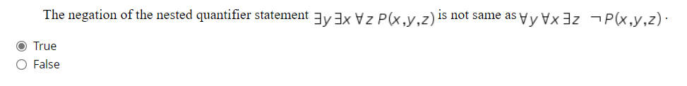 Solved The negation of the nested quantifier statement Jy 3x | Chegg.com