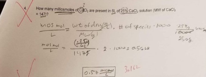Solved How many miliosmoles oCac, are presentin 6l, ot 259 | Chegg.com