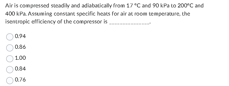 Solved Air is compressed steadily and adiabatically from | Chegg.com