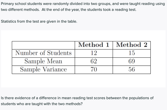 Solved Primary school students were randomly divided into | Chegg.com
