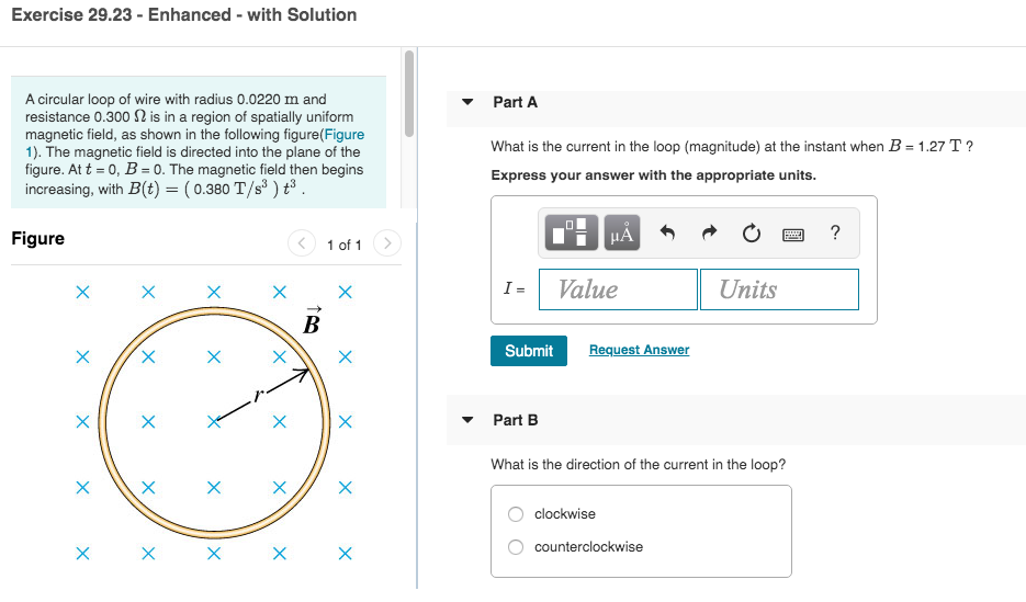 Solved Exercise 29.23 - Enhanced - with Solution - Part A A | Chegg.com