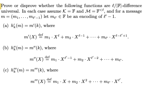 Solved Prove or ﻿disprove whether the following functions | Chegg.com