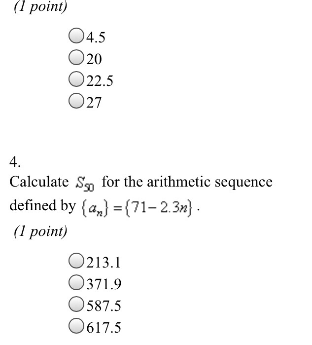 Solved Calculate S for the sequence defined by (I point) | Chegg.com