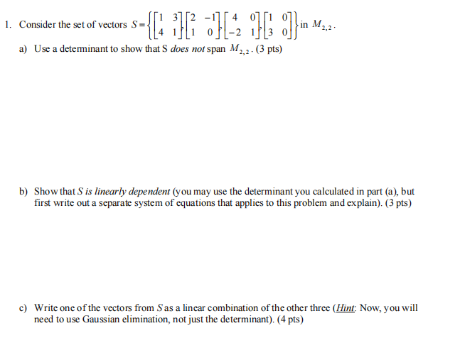 Solved Consider the set of vectors | Chegg.com