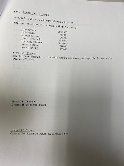 Solved Part 3-Problem Sess [10 points] Prompts 3.1,3,2, and | Chegg.com