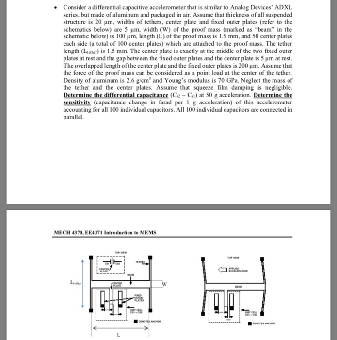 Solved Consider A Differential Capacitive Accelerometer