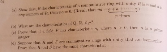 Solved Let R be a commutative ring with unity. Suppose that | Chegg.com