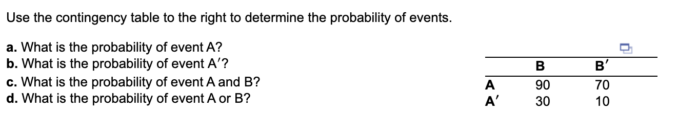 Solved Use the contingency table to the right to determine | Chegg.com