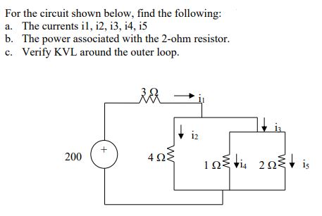 Solved For the circuit shown below, find the following: a. | Chegg.com