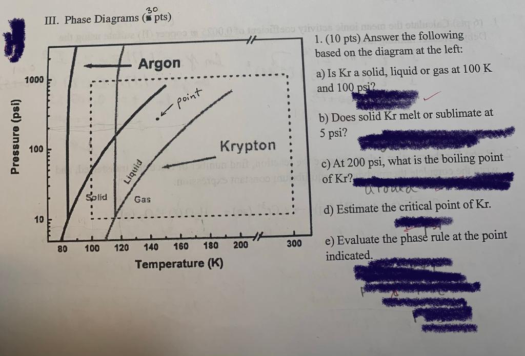Solved 30 III. Phase Diagrams (pts) Argon 1. (10 pts) Answer | Chegg.com