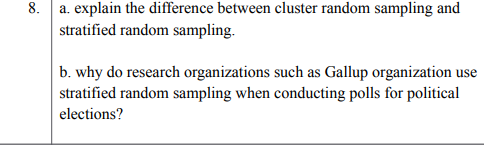 Solved 8. a. explain the difference between cluster random | Chegg.com