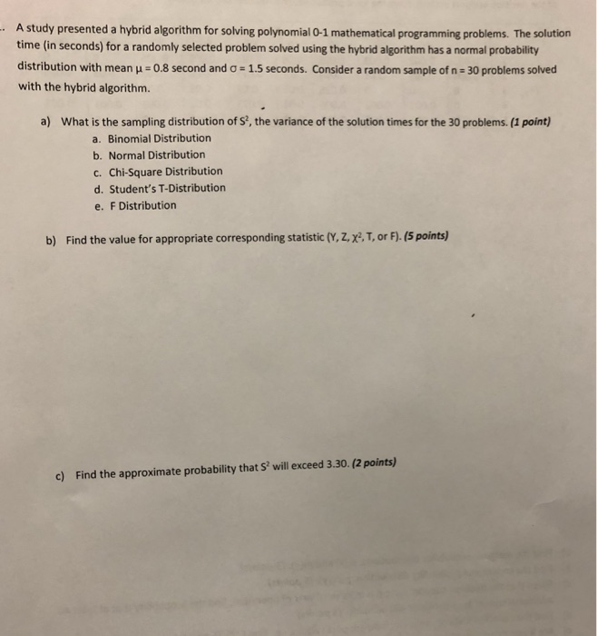 Solved A study presented a hybrid algorithm for solving | Chegg.com