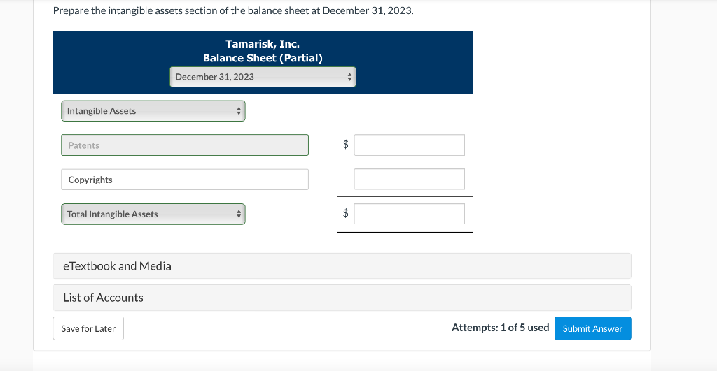 Solved Current Attempt in Progress The intangible assets | Chegg.com