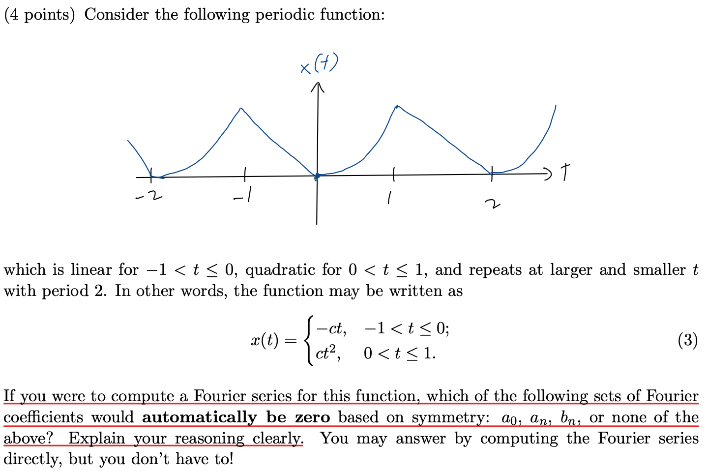Solved (4 points) Consider the following periodic function: | Chegg.com