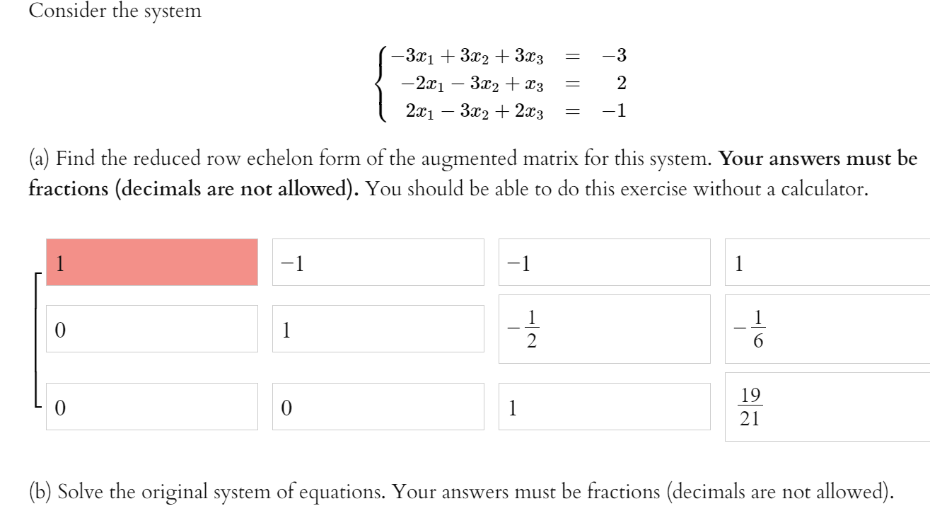 Solved Consider the system 3 -3x1 + 3x2 + 3x3 -2x1 – 3x2 + | Chegg.com